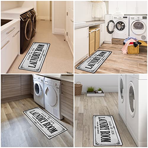 ROMAMIGO Laundry Room Rug Runner Non Slip Laundry Mats Mudroom Runner Farmhouse Kitchen Floor Mat Bathroom Laundry Room Decor Accessories(Grey, 20 X 47 inch)