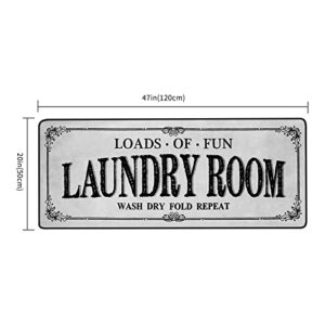 ROMAMIGO Laundry Room Rug Runner Non Slip Laundry Mats Mudroom Runner Farmhouse Kitchen Floor Mat Bathroom Laundry Room Decor Accessories(Grey, 20 X 47 inch)