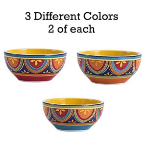 Bico Tunisian Dessert Bowls Set of 6, Ceramic, 12oz, for Ice Cream, Salad, Cereal, Dipping Sauce, Microwave & Dishwasher Safe