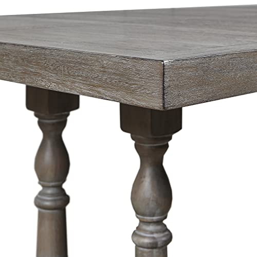 MARTHA STEWART Tristan Dining Table-Rectangular Reclaimed Finished Top Solid Wood Pedestal Legs Modern Farmhouse Kitchen Furniture, (Chairs NOT Included), 76" Wide, Natural/Grey