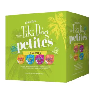 tiki dog aloha petites wet dog food, variety pack 3 oz. cups 10 count