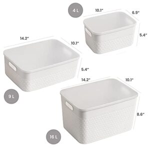 HANAMYA Lidded Storage Bin Organizer | Storage Organizing Container, 16 Liter, Set of 4, Mint