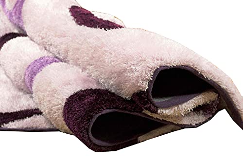 HR HANDCRAFT RUGS shag Rug, 3-D Hand Carved Shaggy Lilac/Purple/Black