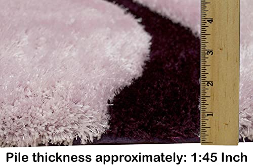 HR HANDCRAFT RUGS shag Rug, 3-D Hand Carved Shaggy Lilac/Purple/Black