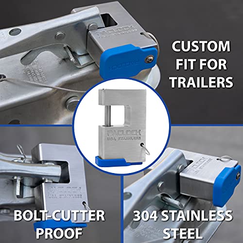 PACLOCK's TL88S Coupler Lock, Buy American Act Compliant, 304 Stainless Steel, High Security 6-Pin Cylinder, One Lock Keyed to #26547 w/ 2 Keys, Hidden Shackle