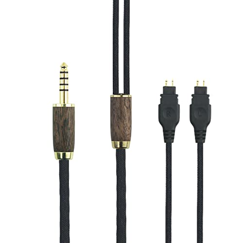 NewFantasia 4.4mm Balanced Male 6N OCC Copper Silver Plated Cord 4.4mm Balanced Cable Compatible with Sennheiser HD650, HD600, HD580, HD660S, HD58X, Massdrop HD6XX Headphone Walnut Wood Shell