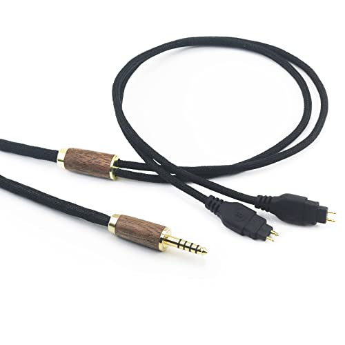 NewFantasia 4.4mm Balanced Male 6N OCC Copper Silver Plated Cord 4.4mm Balanced Cable Compatible with Sennheiser HD650, HD600, HD580, HD660S, HD58X, Massdrop HD6XX Headphone Walnut Wood Shell