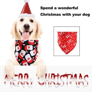 YUDANSI Christmas Dog Bandanas Hat Set, Red Dog Triangle Scarf Dog Costumes Headwear, Christmas Pet Bibs for Dog, 3 Pack Dog Christmas Party Outfit, Gift for Small Medium Large Dogs(Santa Snowflake)