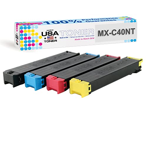 MADE IN USA TONER Compatible Replacement for Sharp MXC40NT, MX-C311, MX-C312, MX-C400P, MX-C401, MX-C402SC (Cyan, Magenta, Yellow, Black, 4 Pack)