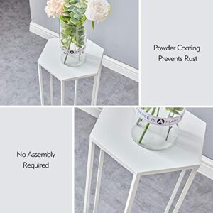 Mxfurhawa 27.55in Set of 3 Metal Plant Stand White Nesting Display End Table High Hexagon Rack Indoor Flower Holder Corner Planter Pot Rack Living Room & Patio Decor H19/23/27 Hexgon White