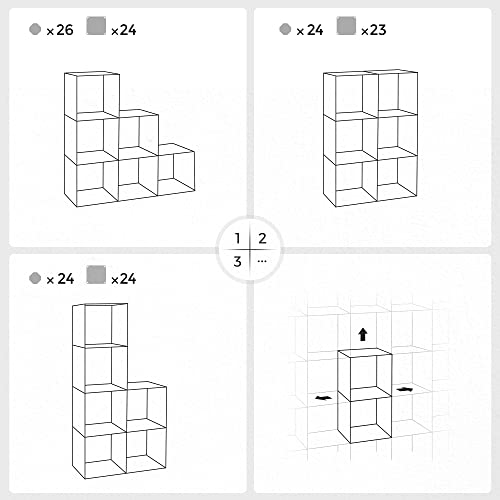 SONGMICS Cube Storage Organizer Bundle with Shoe Rack, Customizable Plastic Cabinet, Modular Bookshelf Storage Unit, Space-Saving for Entryway, Closet, Living Room, Bedroom, White ULPC06W and ULPC44S