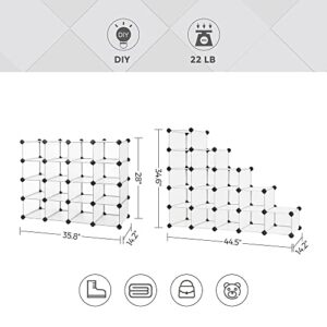 SONGMICS Cube Storage Organizer Bundle with Shoe Rack, Customizable Plastic Cabinet, Modular Bookshelf Storage Unit, Space-Saving for Entryway, Closet, Living Room, Bedroom, White ULPC06W and ULPC44S