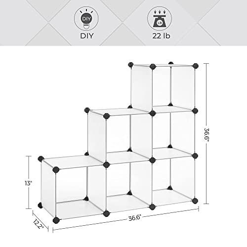 SONGMICS Cube Storage Organizer Bundle with Shoe Rack, Customizable Plastic Cabinet, Modular Bookshelf Storage Unit, Space-Saving for Entryway, Closet, Living Room, Bedroom, White ULPC06W and ULPC44S