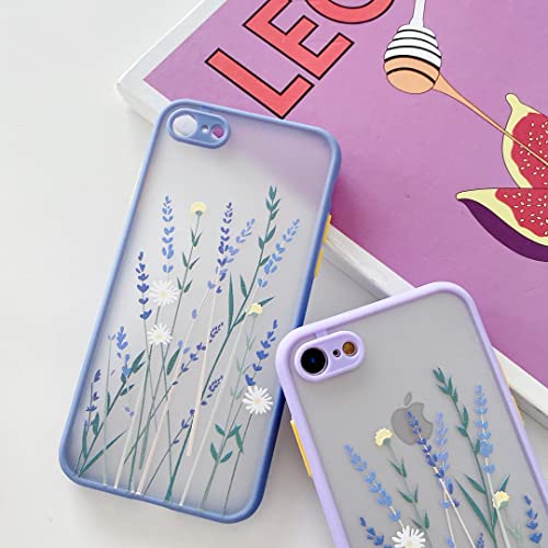 HJWKJUS Compatible with iPhone 6/6s for Girl Woman, Floral Flower Pattern Slim Design, Protective Hard PC Back with Soft Shockproof TPU Bumper Phone Case for iPhone 6/6s- Purple