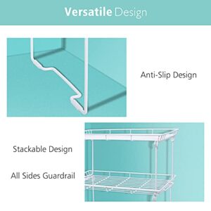 Qboid Sp Stackable Cabinet Shelf - 4 Pack Racks - Large（15x7.6x9.0） Counter & Pantry Organizer Organization, Canned Goods, Condiments - Kitchen [White]