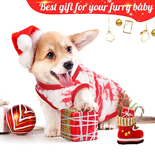 6 Pieces Puppy Clothes for Christmas Winter Warm Cute Pet Sweaters Flannel Dog Vest Paw Print Pet Dog Cat Clothes for Chihuahua Yorkies Dachshunds Male Female Dog Cat (Animal Pattern, X-Small)