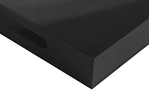 HofferRuffer Black Serving Tray, Waterproof Acrylic Tray with Handles for Coffee Table, Ottoman, Breakfast, Tea, Food, 16" x 12"