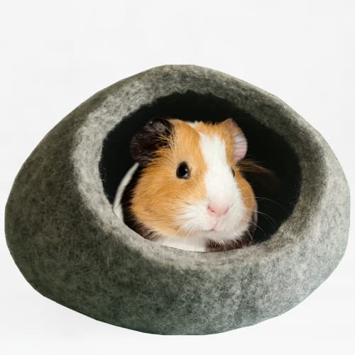 Guinea Pig Hideout, Hamster Bed, Guinea Pig Bed, Dwarf Rabbit Bed, Bearded Dragon Bed, 100% Pure Wool Handmade, Hideout for Chinchilla Cave Bed for Small Pet Animal House Accessories