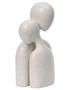 quoowiit abstract couple sculptures for home decor, romantic lover statue for shelf decor office decor table decorations for living room bedroom, gifts for anniversary valentine birthday (white-large)