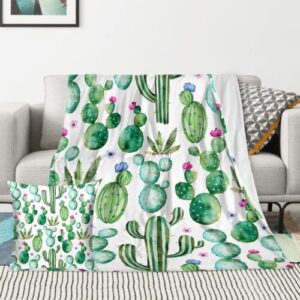 zfyipok cactus throw blanket, fresh cactus flowers lightweight blanket cozy warm blankets with 18x18 inch pillowcase for bedroom living rooms sofa beds office 60x50 inch