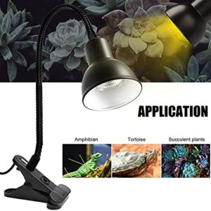 DoRight Reptile Heat Lamp, Turtle Heat Lamp Reptile Basking Light Spot Lamp, Pet Heating Light Lamp with Clip for Terrarium Reptile Bearded Dragon Tank Tortoise Snake Lizards with 2 Heat Lamp Bulb