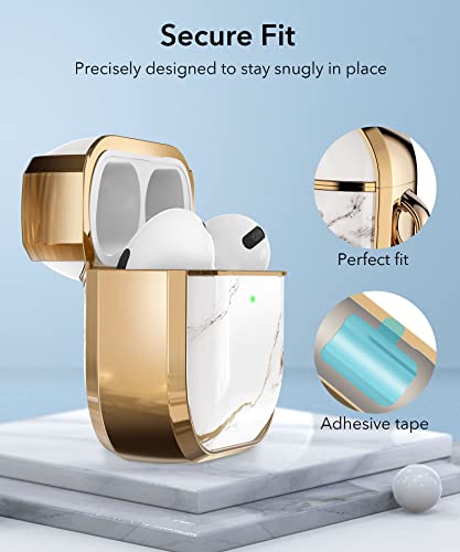 ESR Style Case Compatible with AirPods 3rd Generation (2021), Shockproof Protective Cover, Supports Wireless Charging, Stylish Case with Wrist Strap and Keychain Clip, Daydream Series, Marble