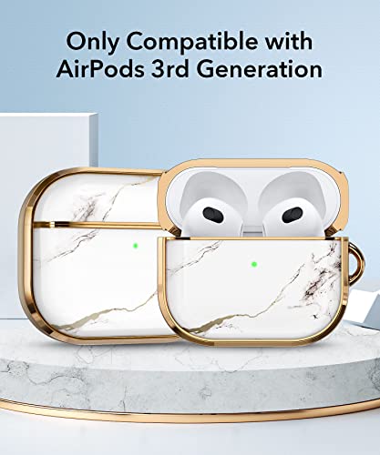 ESR Style Case Compatible with AirPods 3rd Generation (2021), Shockproof Protective Cover, Supports Wireless Charging, Stylish Case with Wrist Strap and Keychain Clip, Daydream Series, Marble