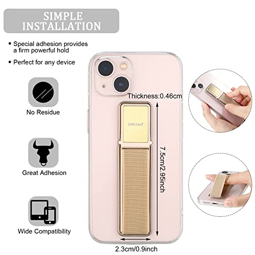 4 Pieces Phone Grip Strap Telescopic Phone Kickstand Elastic Finger Holer Hand Strap Adhesive Loop for Phone Grip with Stand Compatible with Most Smartphones (Black, Silver, Gold, Rose Gold)