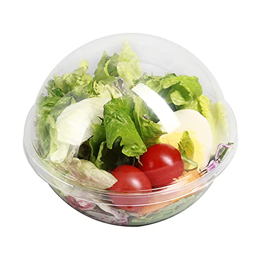 Restaurantware Thermo Tek 12 oz Clear Plastic Sphere Salad Container - with Dome Lid - 5 1/4" x 5 1/4" x 4 1/2" - 50 count box