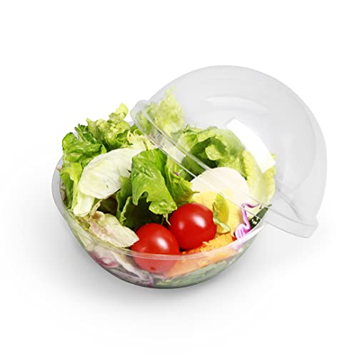 Restaurantware Thermo Tek 12 oz Clear Plastic Sphere Salad Container - with Dome Lid - 5 1/4" x 5 1/4" x 4 1/2" - 50 count box