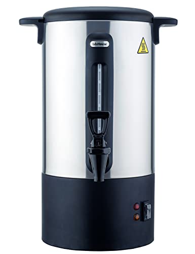 LDSHOUSE 50 Cup Professional Brew Coffee Urn, Commercial Grade Stainless Steel Hot Beverage Dispenser, Coffee Maker Hot Water Urn for Home, Party, Office, Wedding, 950W 120V Fast Brew, Silver