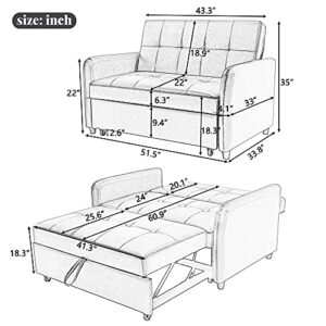 XD Designs PU Leather Convertible Sleeper Sofa Bed, Modern Multi-Function Pull Out Couch with Hardwood Frame, Adjustable Oversized Armchair with Dual USB Ports for Small Space (Brown + PU)