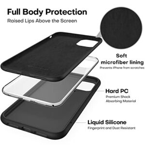 CellEver Ultra Durable Silicone Case for iPhone 11 Military Grade Drop Protection [3 Layers & Double Coated] [Slim Fit] Shockproof Lightweight Cover with Soft Microfiber Lining 6.1 Inch, Black