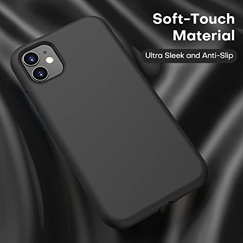 CellEver Ultra Durable Silicone Case for iPhone 11 Military Grade Drop Protection [3 Layers & Double Coated] [Slim Fit] Shockproof Lightweight Cover with Soft Microfiber Lining 6.1 Inch, Black