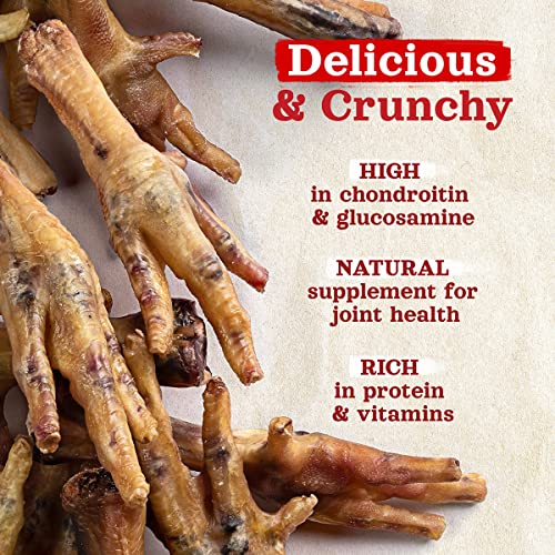 Natural Farm Nail-Free Chicken Feet Dog Treats (20 Pack), 100% Free-Range Air Dried Chicken Feet, No Nails, Fully Digestible, High Protein, Low Calorie, Joint Support, Single Ingredient