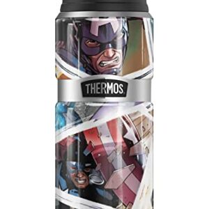 Captain America Cap Brushstroke Collage THERMOS STAINLESS KING Stainless Steel Drink Bottle, Vacuum insulated & Double Wall, 24oz