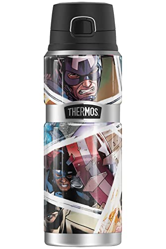 Captain America Cap Brushstroke Collage THERMOS STAINLESS KING Stainless Steel Drink Bottle, Vacuum insulated & Double Wall, 24oz