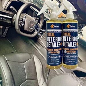 Prime Solutions Citrus Revive Total Interior Detailer+ | (4-in-1) Cleaner, Conditioner, Protectant, & Stain Remover Spray - (Leather, Vinyl, Plastic, Upholstery, & Fabric Surfaces)