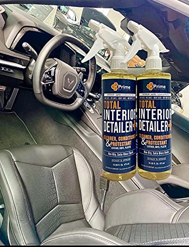 Prime Solutions Citrus Revive Total Interior Detailer+ | (4-in-1) Cleaner, Conditioner, Protectant, & Stain Remover Spray - (Leather, Vinyl, Plastic, Upholstery, & Fabric Surfaces)