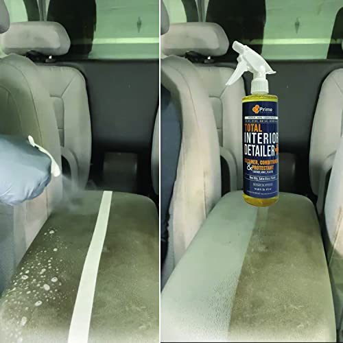 Prime Solutions Citrus Revive Total Interior Detailer+ | (4-in-1) Cleaner, Conditioner, Protectant, & Stain Remover Spray - (Leather, Vinyl, Plastic, Upholstery, & Fabric Surfaces)