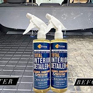 Prime Solutions Citrus Revive Total Interior Detailer+ | (4-in-1) Cleaner, Conditioner, Protectant, & Stain Remover Spray - (Leather, Vinyl, Plastic, Upholstery, & Fabric Surfaces)