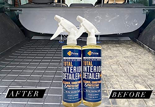 Prime Solutions Citrus Revive Total Interior Detailer+ | (4-in-1) Cleaner, Conditioner, Protectant, & Stain Remover Spray - (Leather, Vinyl, Plastic, Upholstery, & Fabric Surfaces)