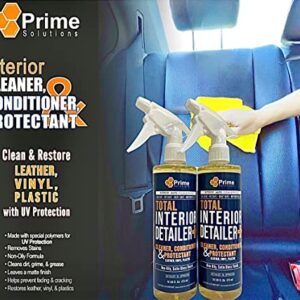 Prime Solutions Citrus Revive Total Interior Detailer+ | (4-in-1) Cleaner, Conditioner, Protectant, & Stain Remover Spray - (Leather, Vinyl, Plastic, Upholstery, & Fabric Surfaces)