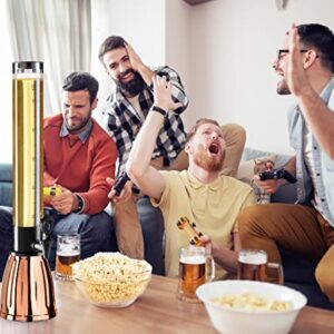 OGGI Beer Tower 3L/100oz - Beverage Dispenser with Spigot & Ice Tube, Margarita Tower, Mimosa Tower, Perfect Drink Dispensers for Parties, Drink Tower, Holds 6 Pints of Beer - Copper