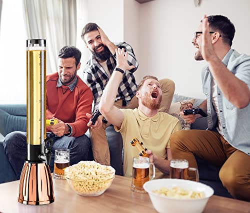 OGGI Beer Tower 3L/100oz - Beverage Dispenser with Spigot & Ice Tube, Margarita Tower, Mimosa Tower, Perfect Drink Dispensers for Parties, Drink Tower, Holds 6 Pints of Beer - Copper