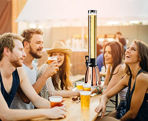 OGGI Beer Tower 3L/100oz - Beverage Dispenser with Spigot & Ice Tube, Margarita Tower, Mimosa Tower, Perfect Drink Dispensers for Parties, Drink Tower, Holds 6 Pints of Beer - Copper