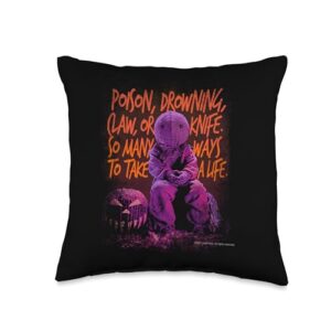 trick ‘r treat many ways to take a life throw pillow, 16x16, multicolor