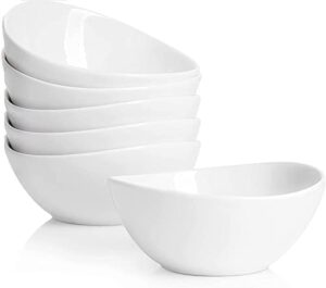 taeochiy 10 ounce small bowls, ceramic dessert bowls for cereal, soup, ice cream, small serving bowls set for kitchen, set of 6, white