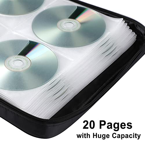 TIMCORR CD Case DVD Holder Storage: 160 Capacity DVD Cases Organizer Portable Wallet Storage - CD Plastic Protective Carrying Binder for Home Travel (Black)