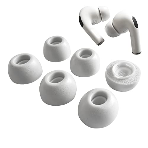 Luckvan Foam Ear Tips for AirPods Pro/Pro2 with Noise Reduction Hole, Replacement Ear Tips for AirPods Pro Memory Foam Fit AirPods Pro Case 3 Pairs White